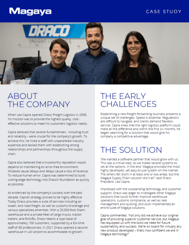 Draco Freight Logistics | Magaya Freight Forwarder Case Study